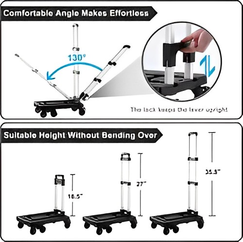 150kg Lightweight Portable Flatbed 7 Wheels Dolly Folding Hand Trolley ...